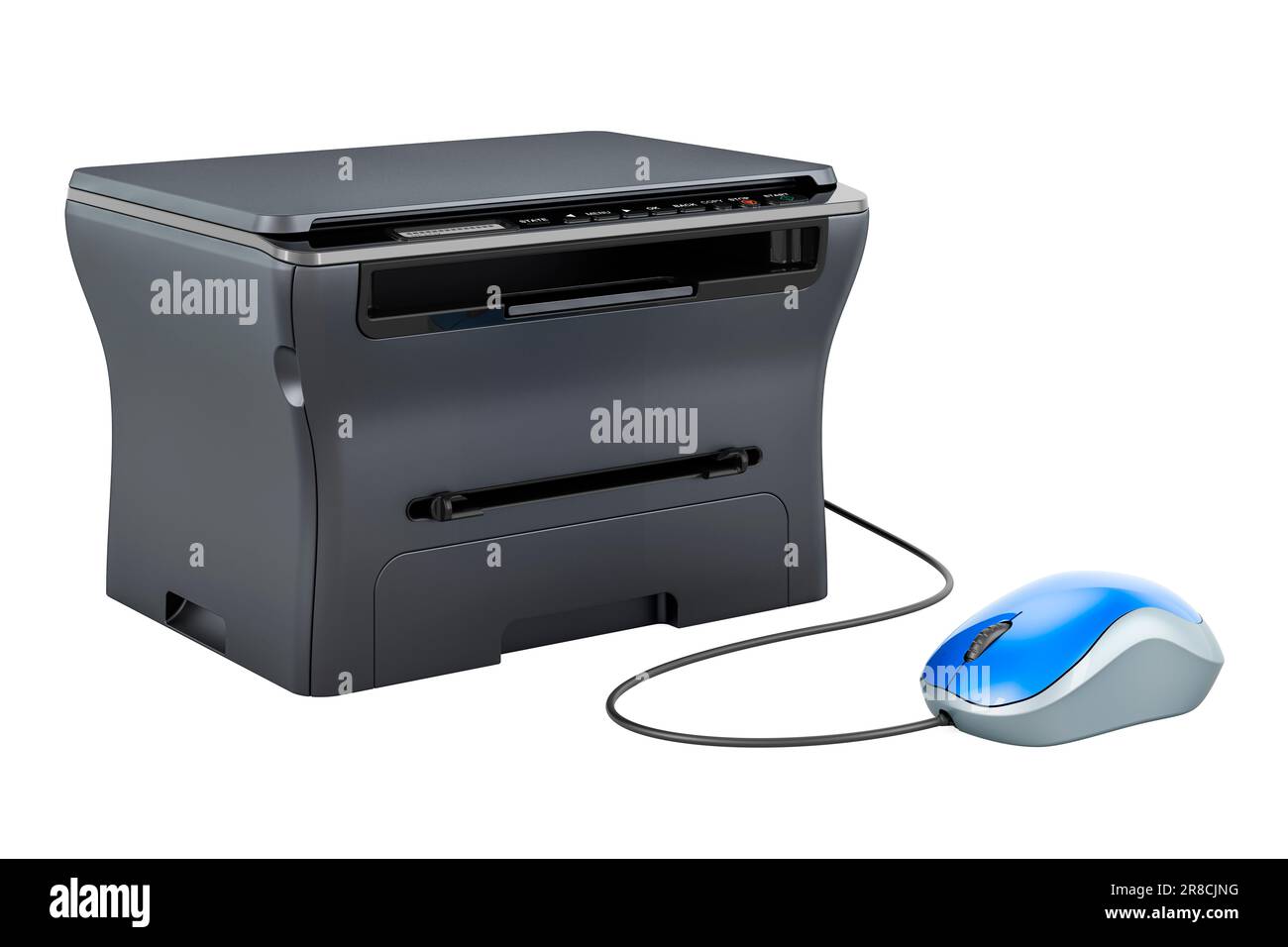 Printer with computer mouse. 3D rendering isolated on white background Stock Photo - Alamy
