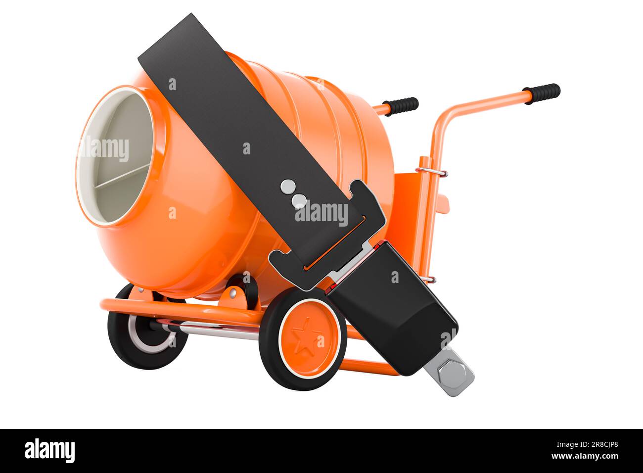 Concrete mixer with safety belt, 3D rendering isolated on white ...
