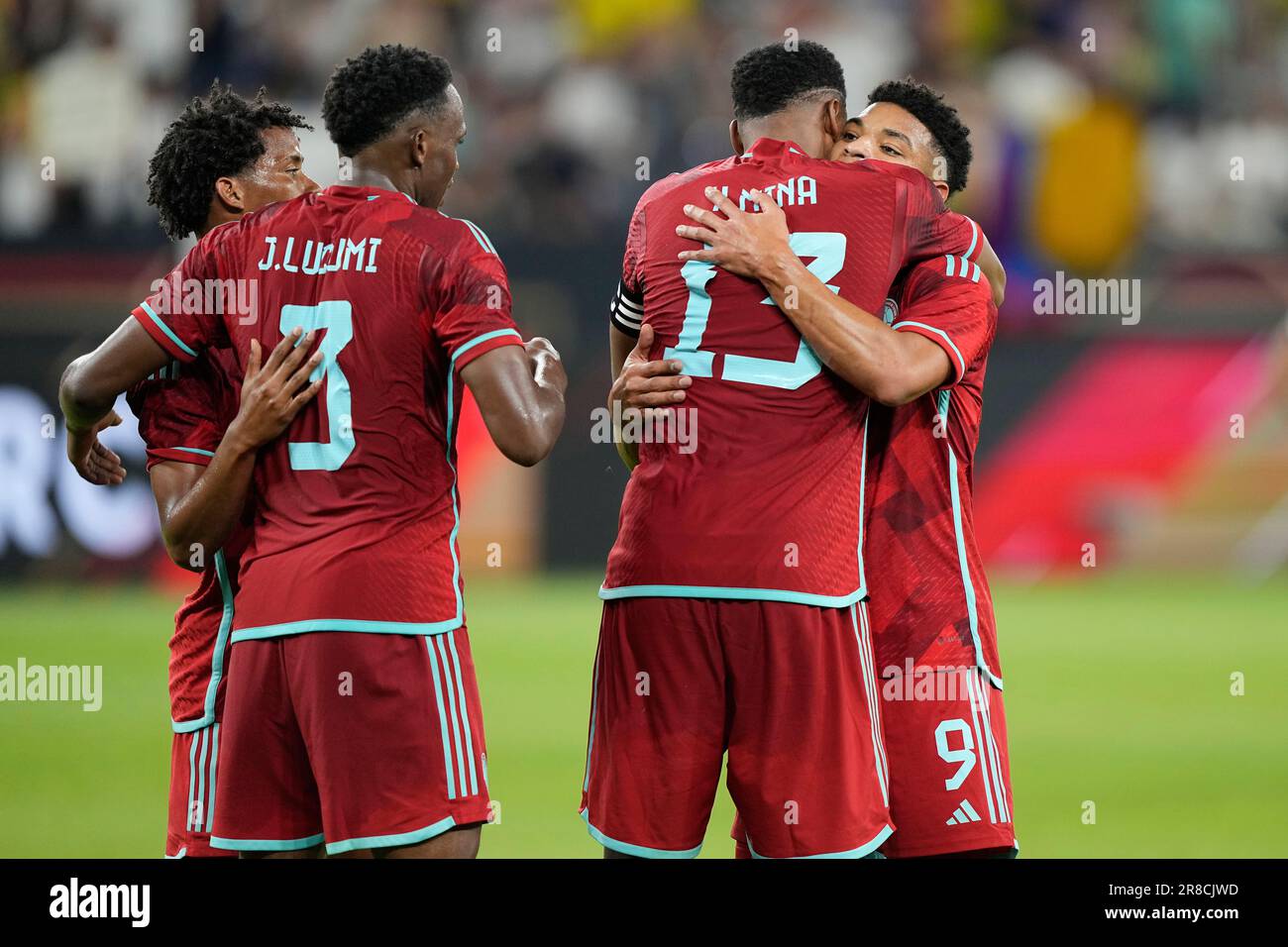 Colombia players celebrate at the end of the international friendly ...