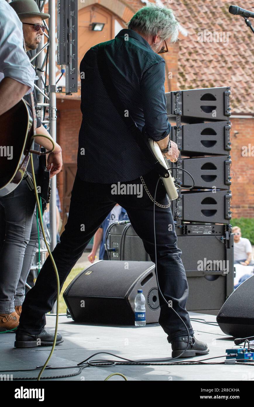 Guitarist on stage at the 2017 Maverick Festival in rural Suffolk ...