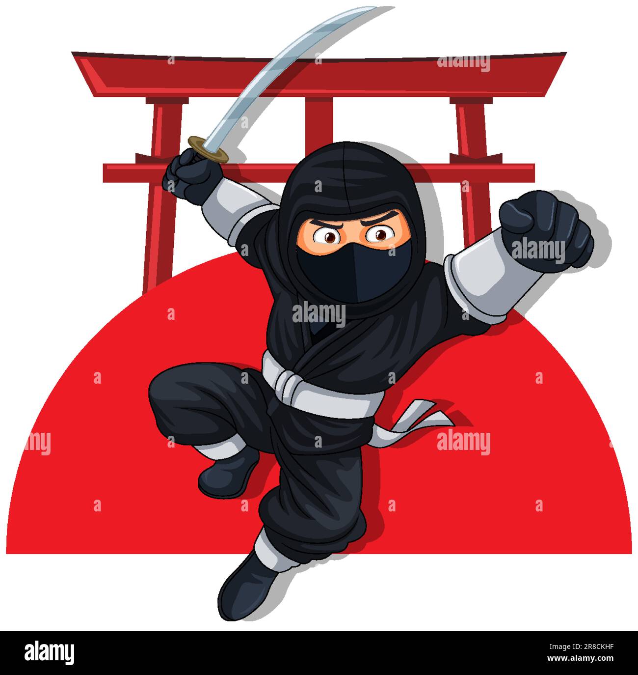 Ninja Jumping and Brandishing Sword illustration Stock Vector Image ...