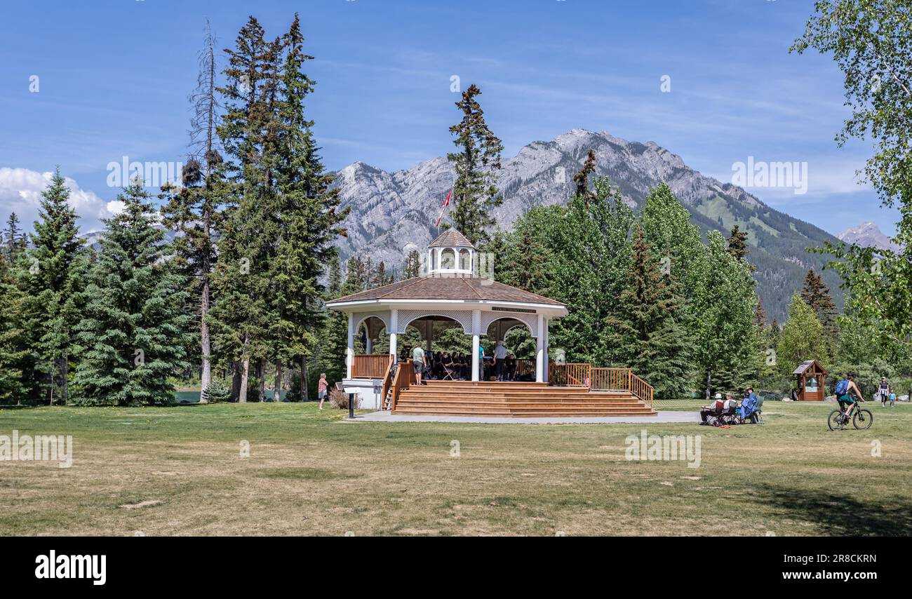 The bandstand in Central Park, Banff, Alberta, Canada on 8 June 2023 ...