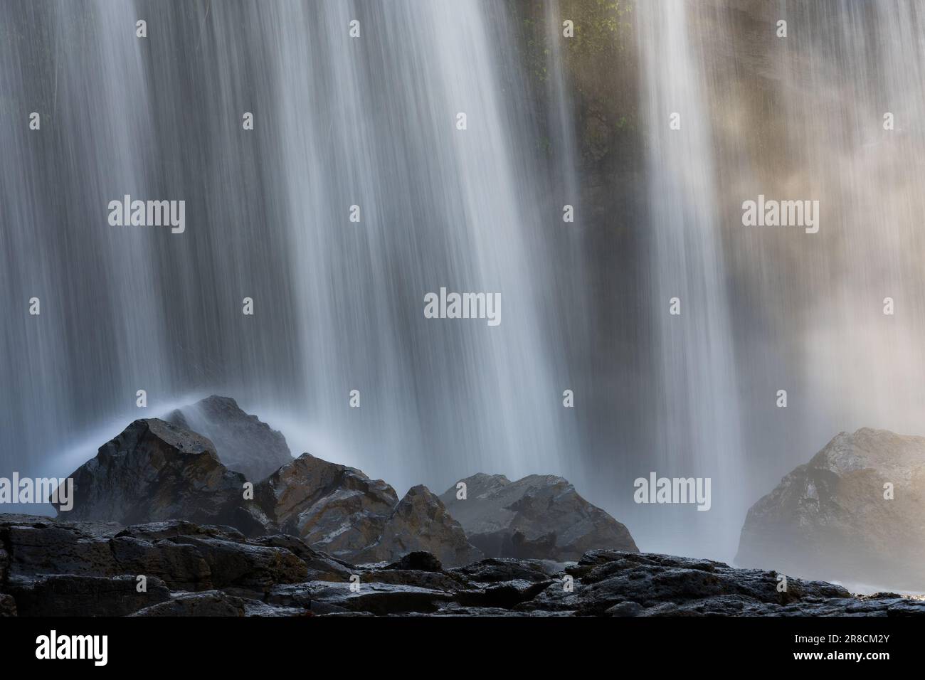 The Bousra waterfall with long exposure in the daylight in Cambodia ...