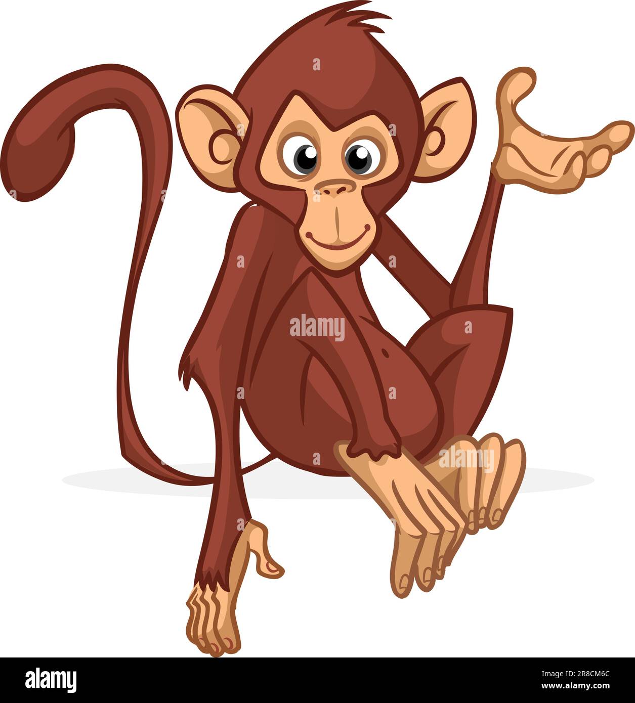 Cartoon monkey chimpanzee. Vector illustration of happy monkey ...