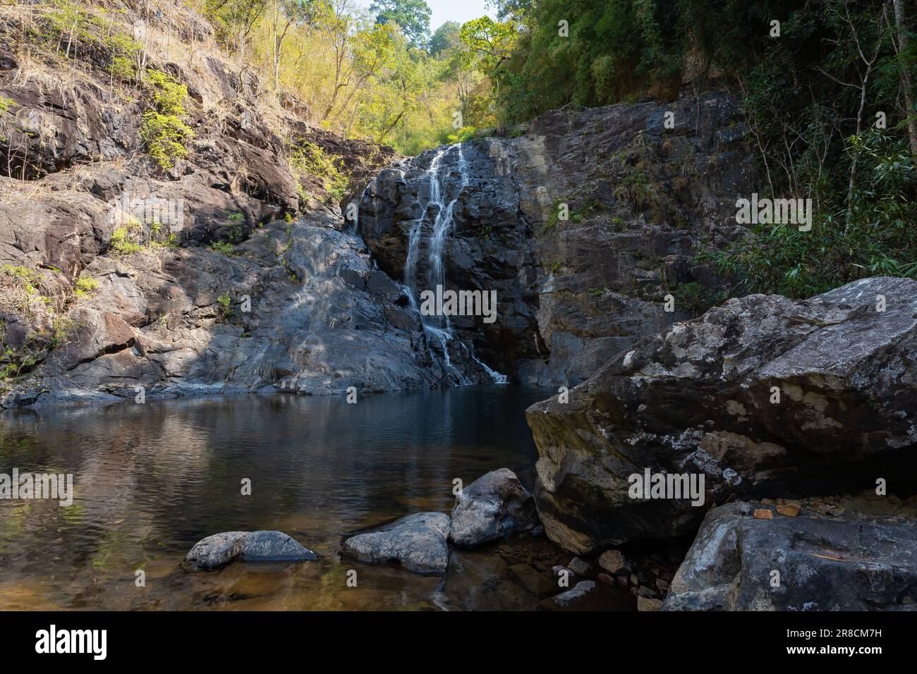 A landscape of a waterfall in Virachey National Park in Cambodia Stock ...