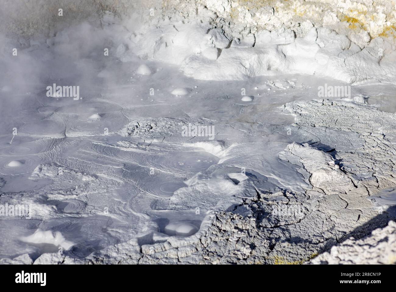 Stunning geothermic field of Sol de Mañana with its steaming geysers ...