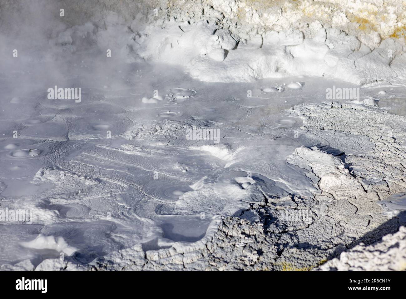 Stunning geothermic field of Sol de Mañana with its steaming geysers ...