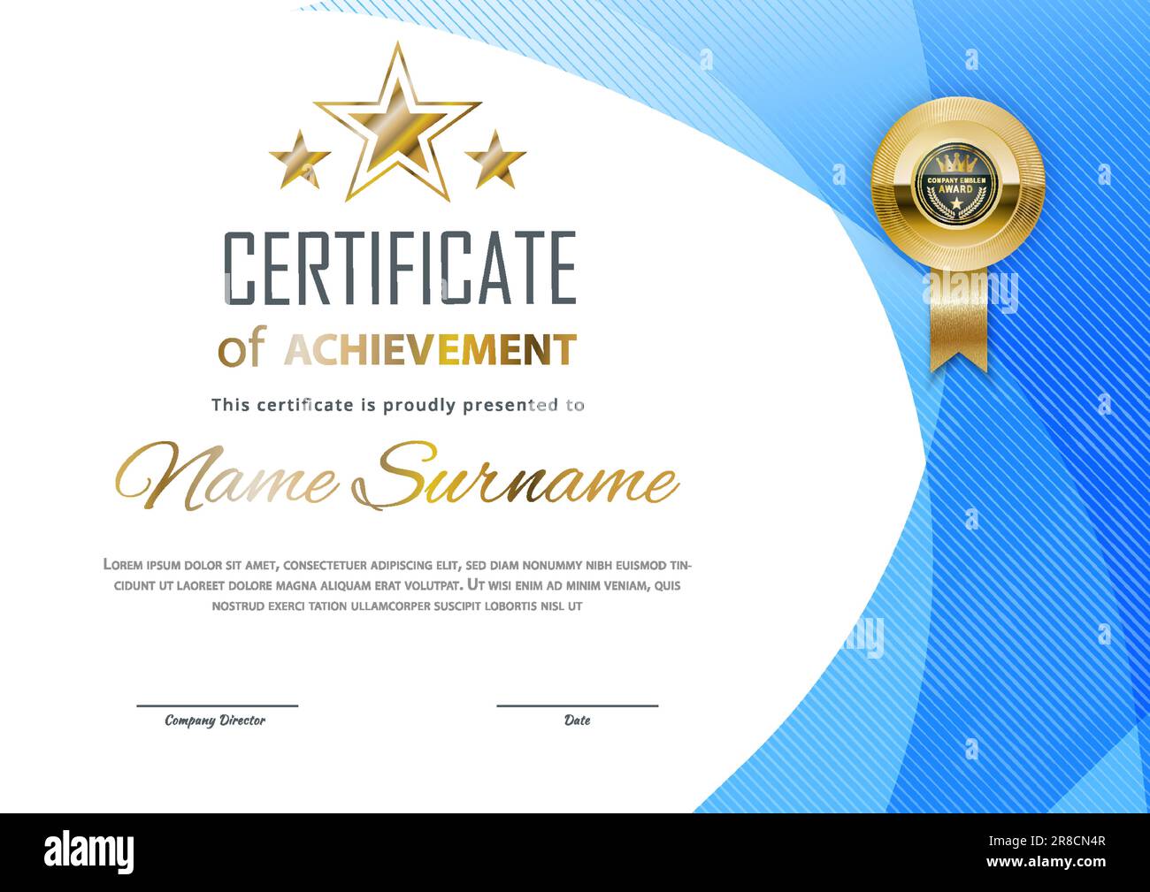 Certificate Blank and gold stars. Black gradient triangles on white ...