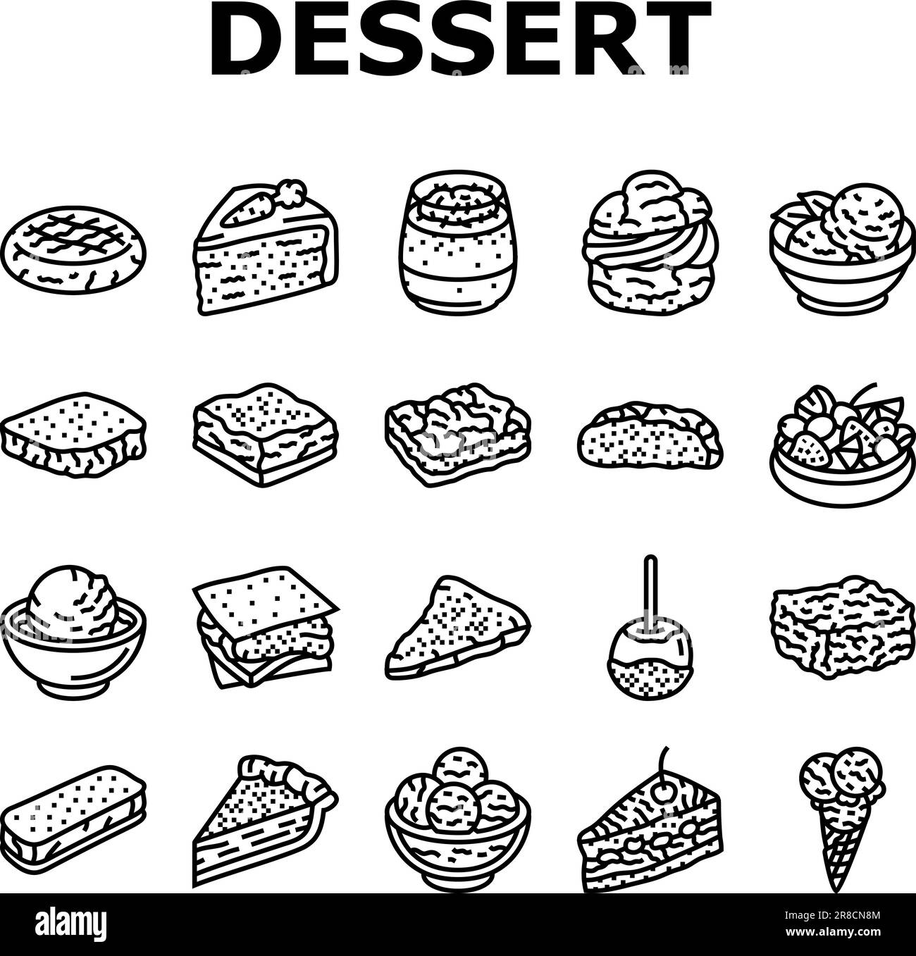 food dessert snack menu icons set vector Stock Vector Image & Art - Alamy
