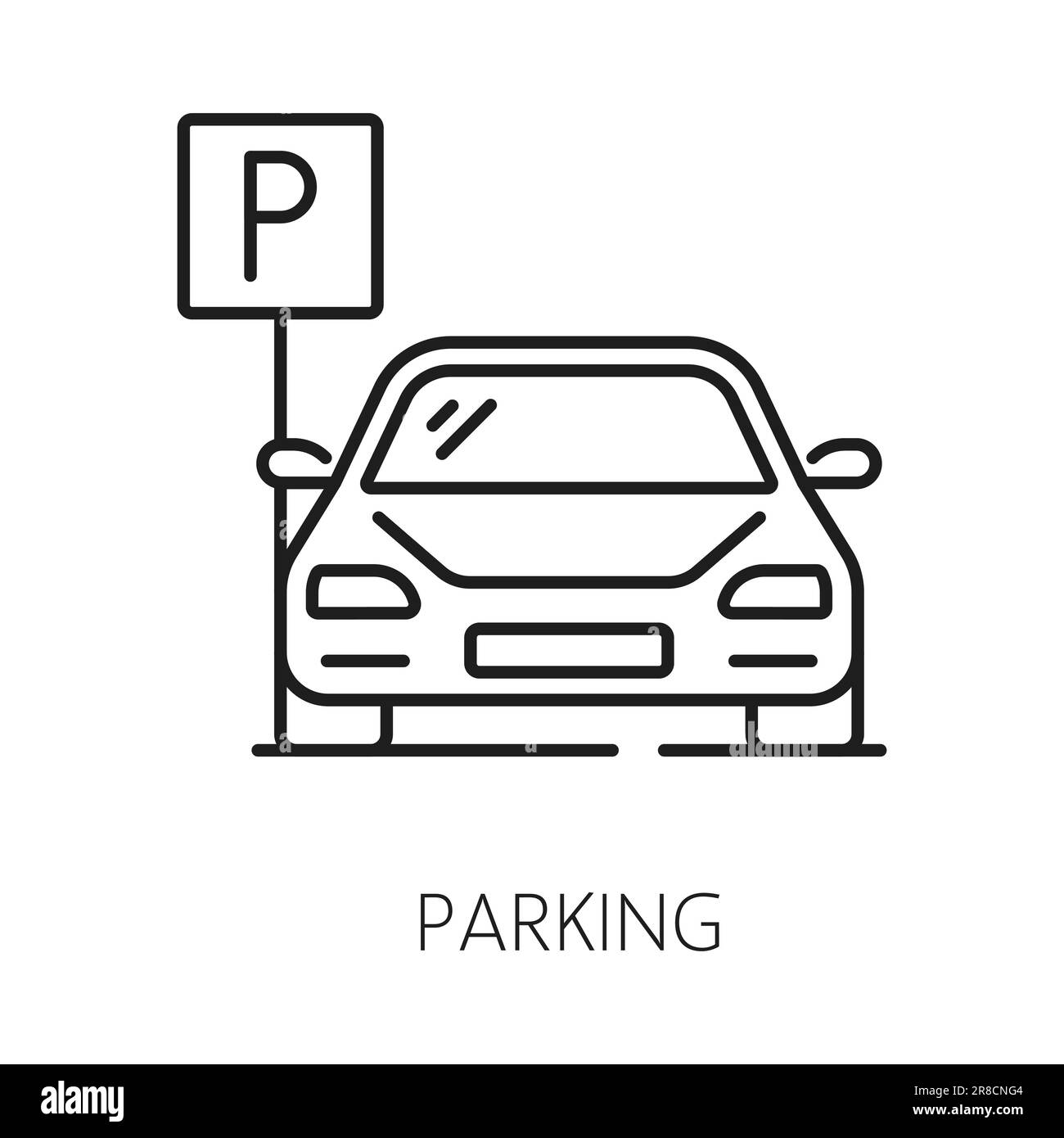 Vehicle and parking sign, hotel service thin line icon. Vector place ...