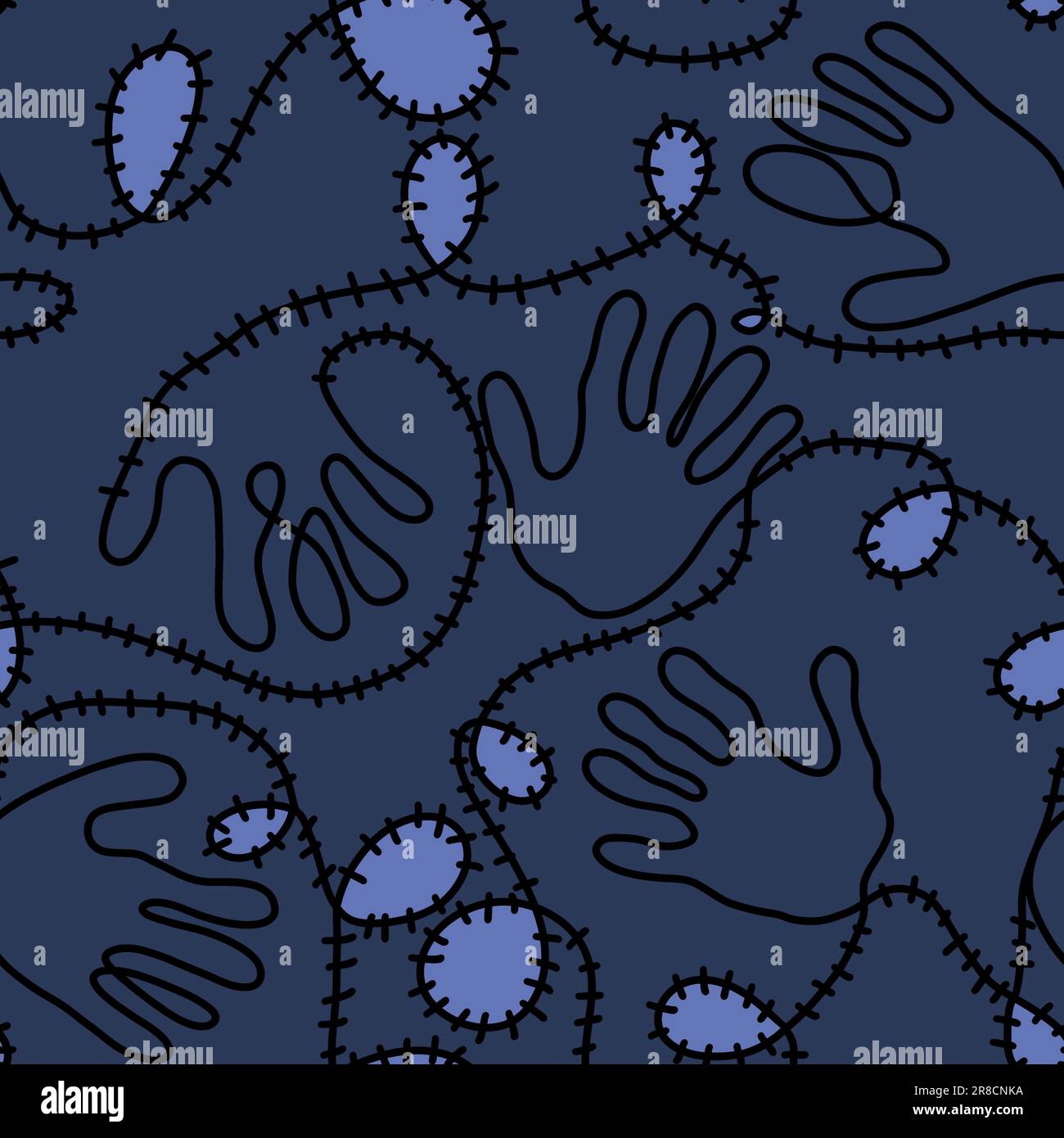 Abstract stripes seamless handprint line art pattern for wrapping paper ...