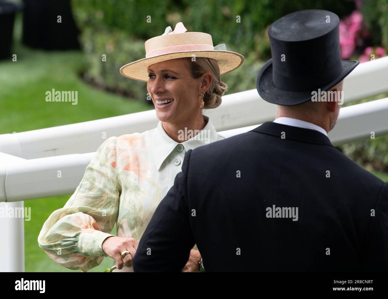 Ascot, Berkshire, UK. 20th June, 2023. Zara and Mike Tindall on Day One ...