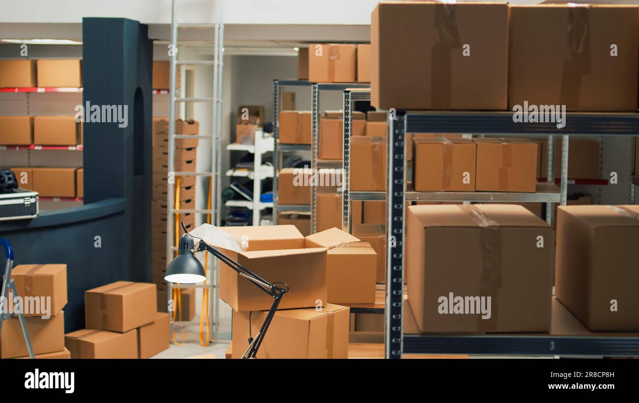 Warehouse packed goods on racks hi-res stock photography and images - Alamy