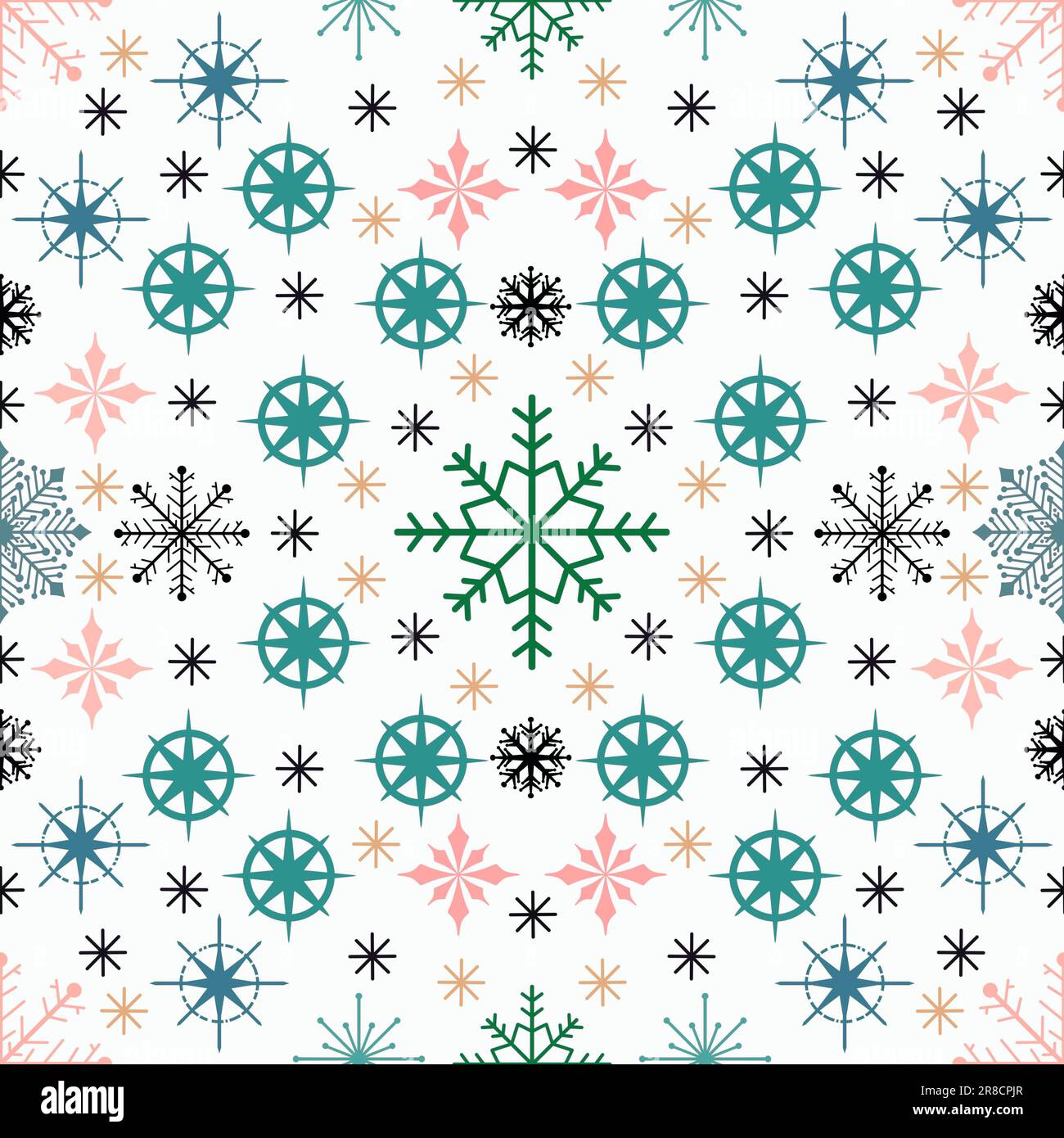 Winter watercolor snowflakes seamless Christmas polka dots pattern for ...