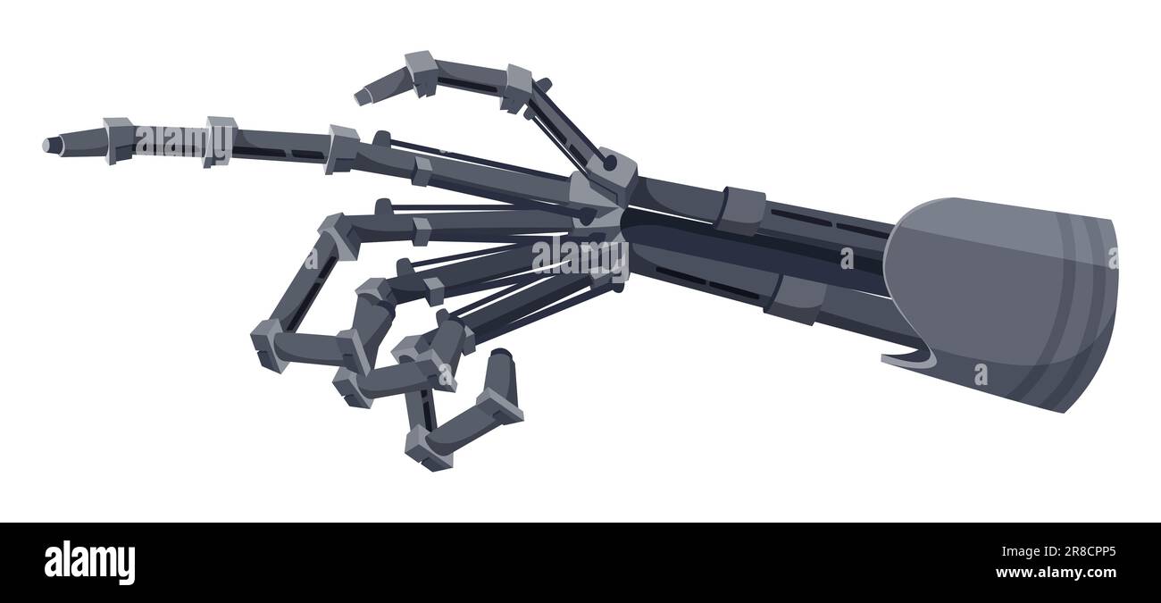 Pointing finger of robotic mechanical arm hand. Vector android cyber ...