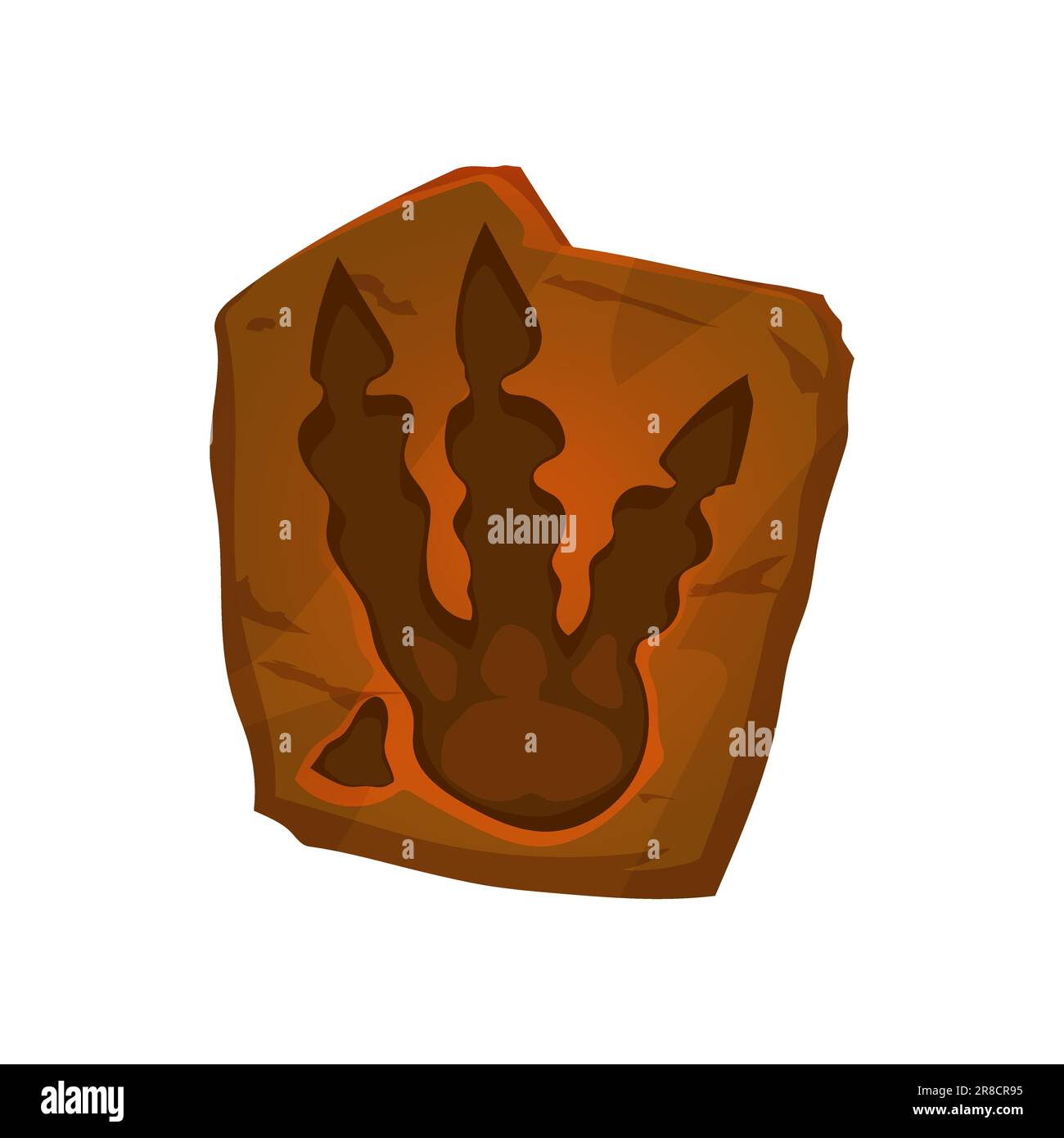 Ancient dinosaur footprint, archeology fossil. Jurassic reptile foot ...