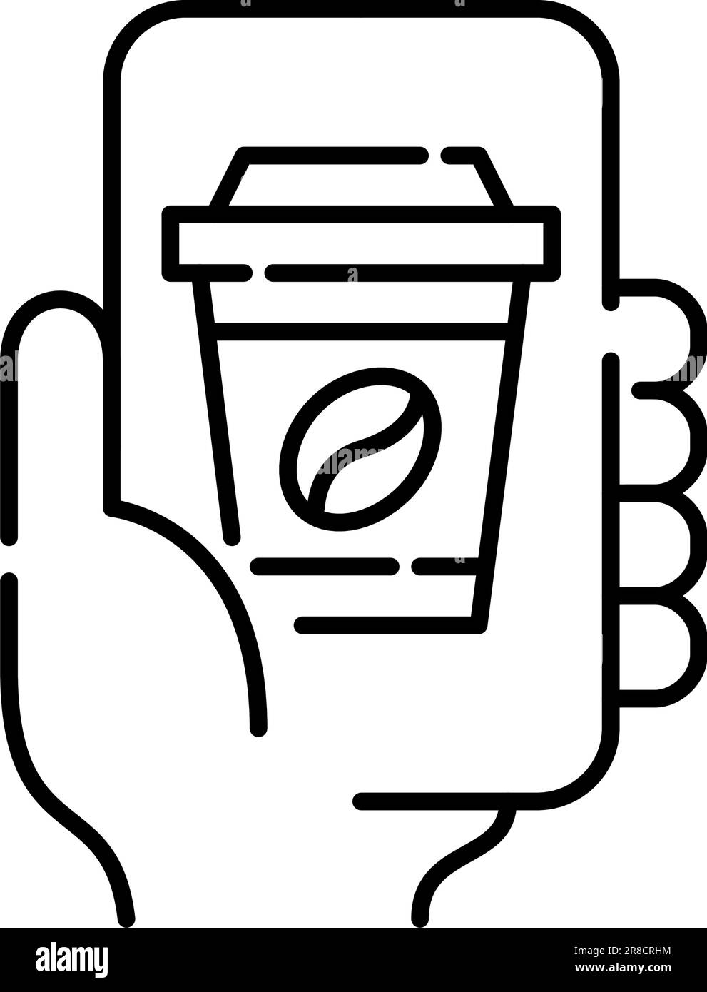 Ordering coffee online. Food delivery app. Hand holding a smartphone ...