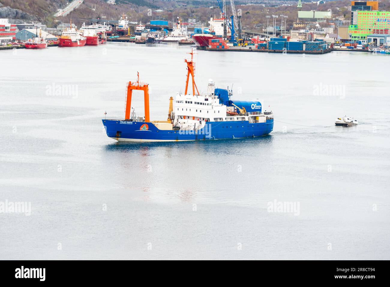 Polar Prince towing OceanGate Expeditions submersible vessels on a ...