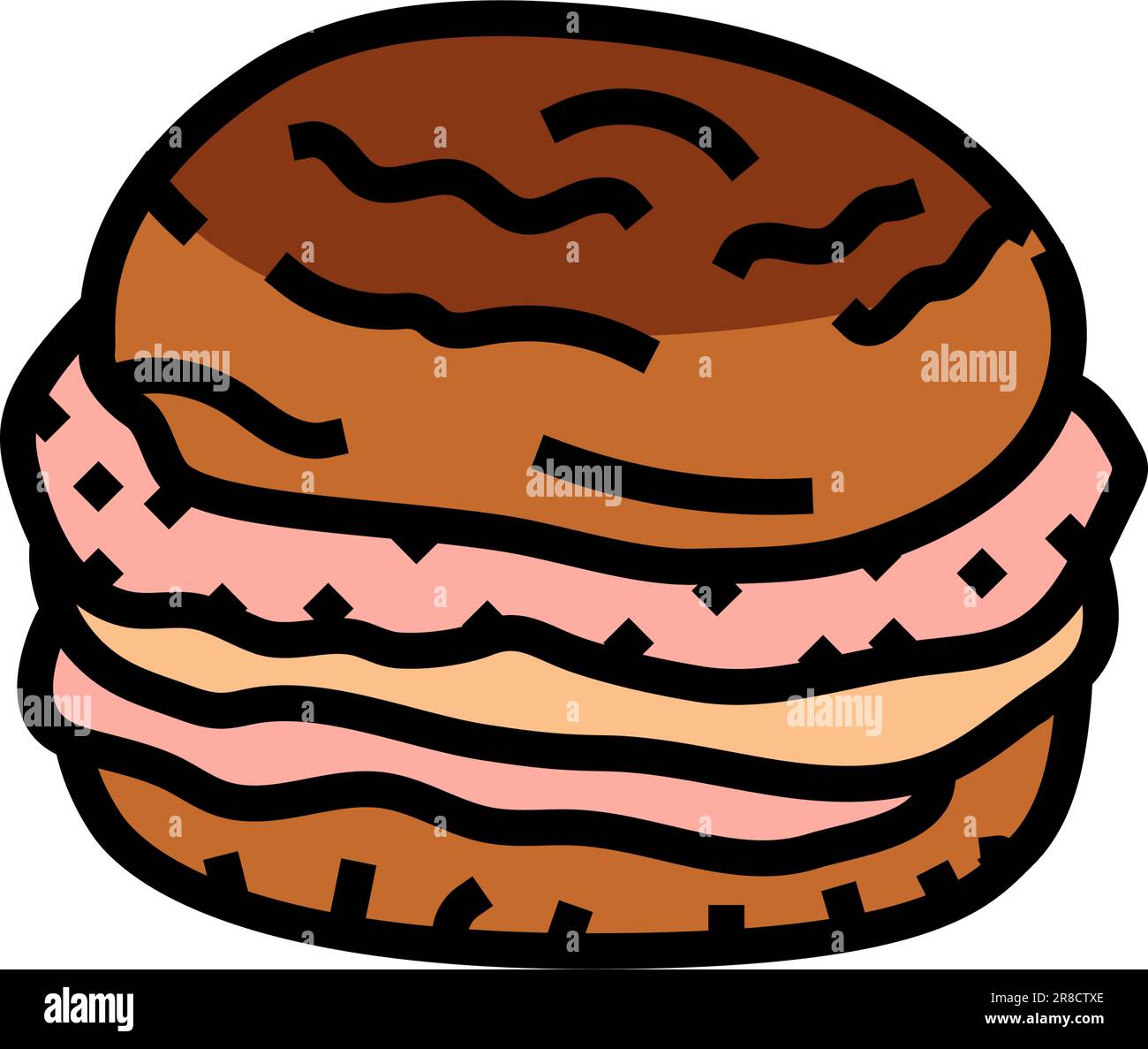 ham bun food meal color icon vector illustration Stock Vector Image ...