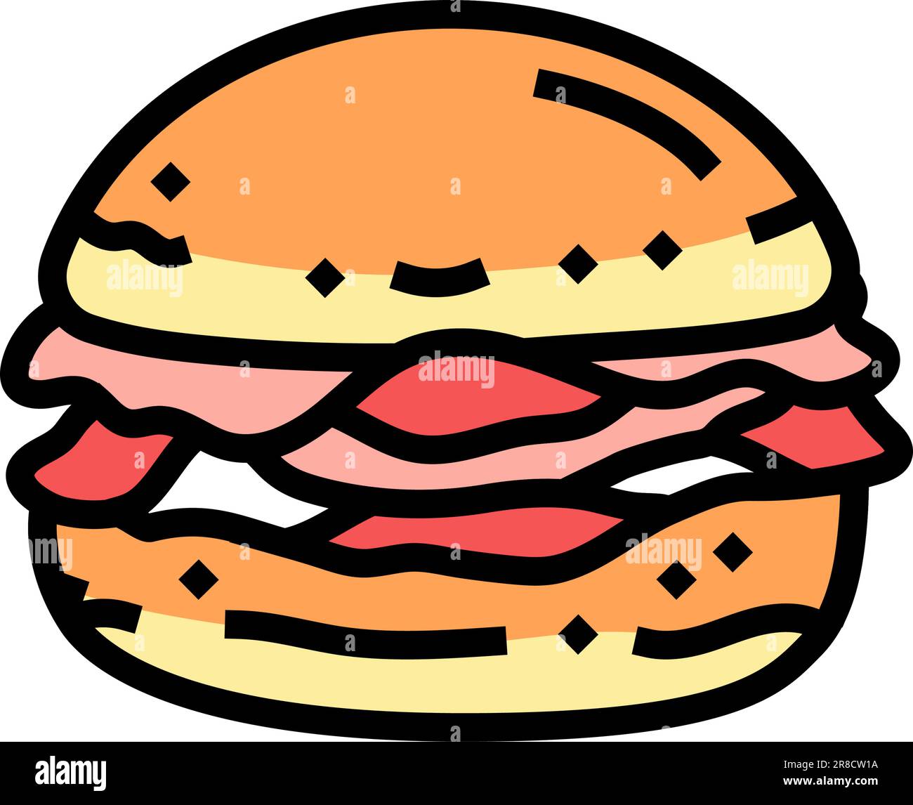 bacon bun food meal color icon vector illustration Stock Vector Image ...