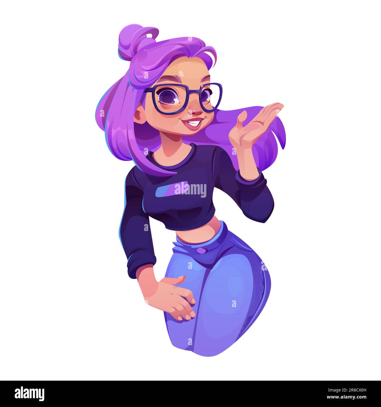 Vector young smile girl face avatar illustration. Female hipster ...