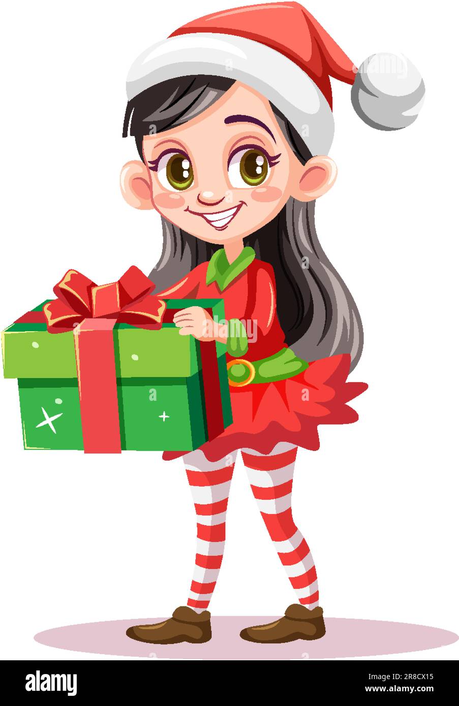 Christmas cartoon character holding gift box illustration Stock Vector ...