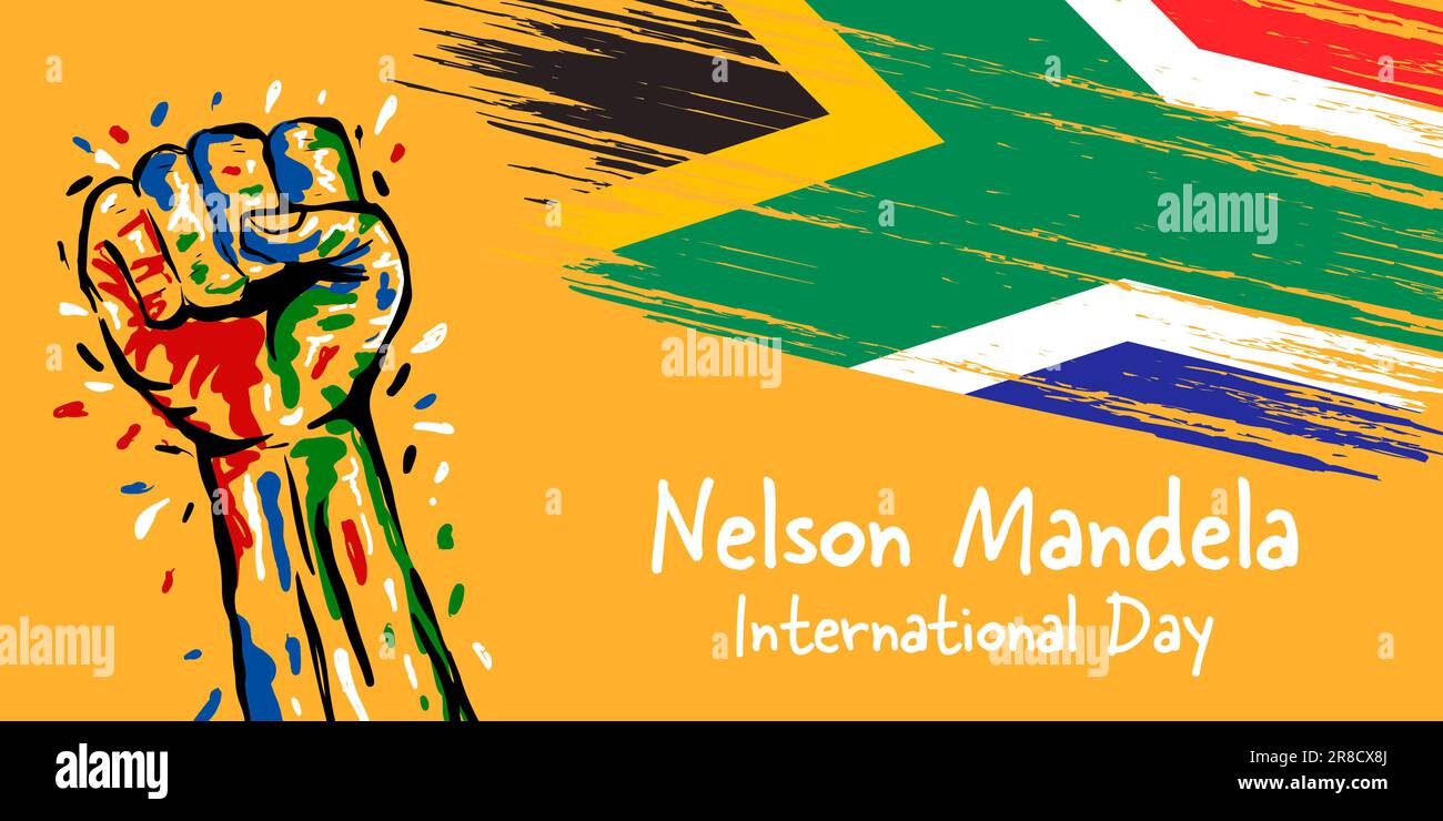 hand drawn banner nelson mandela international day illustration with ...