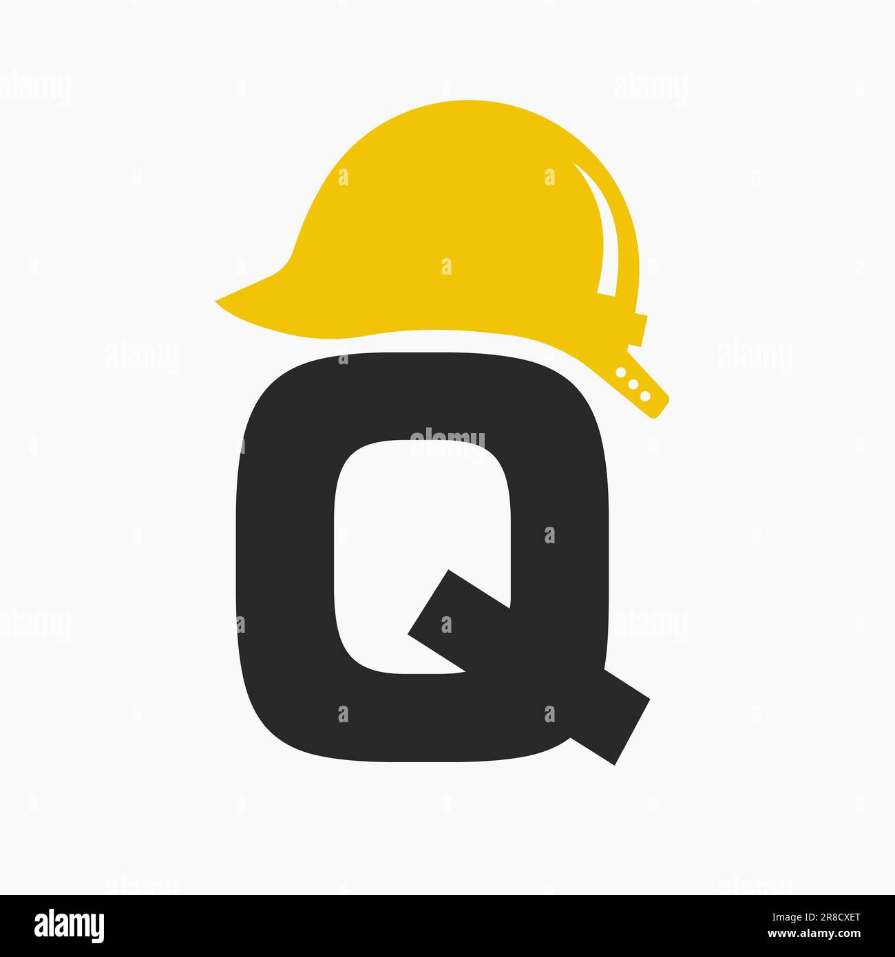 Letter Q Helmet Construction Logo Concept With Safety Helmet Icon ...