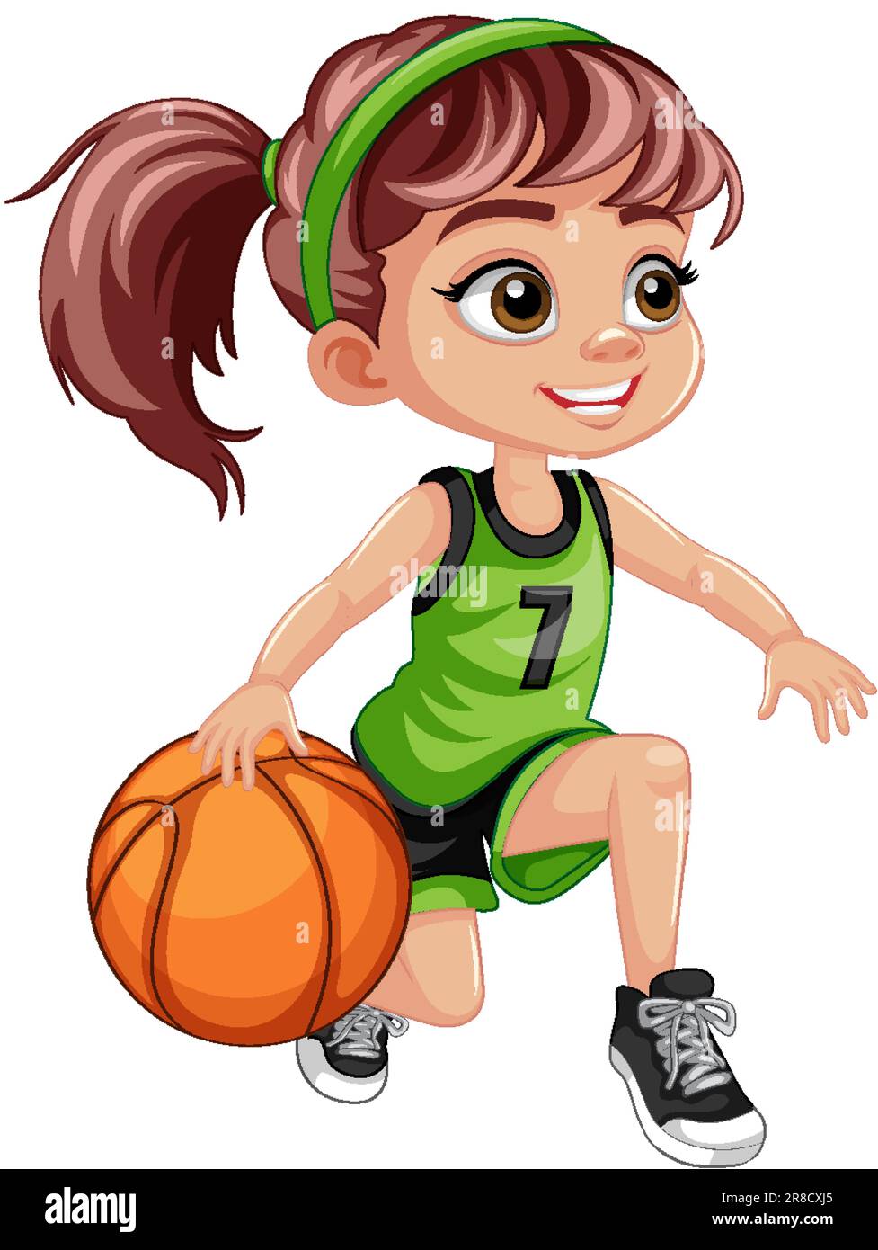 Cute Girl Playing Basketball illustration Stock Vector Image & Art - Alamy