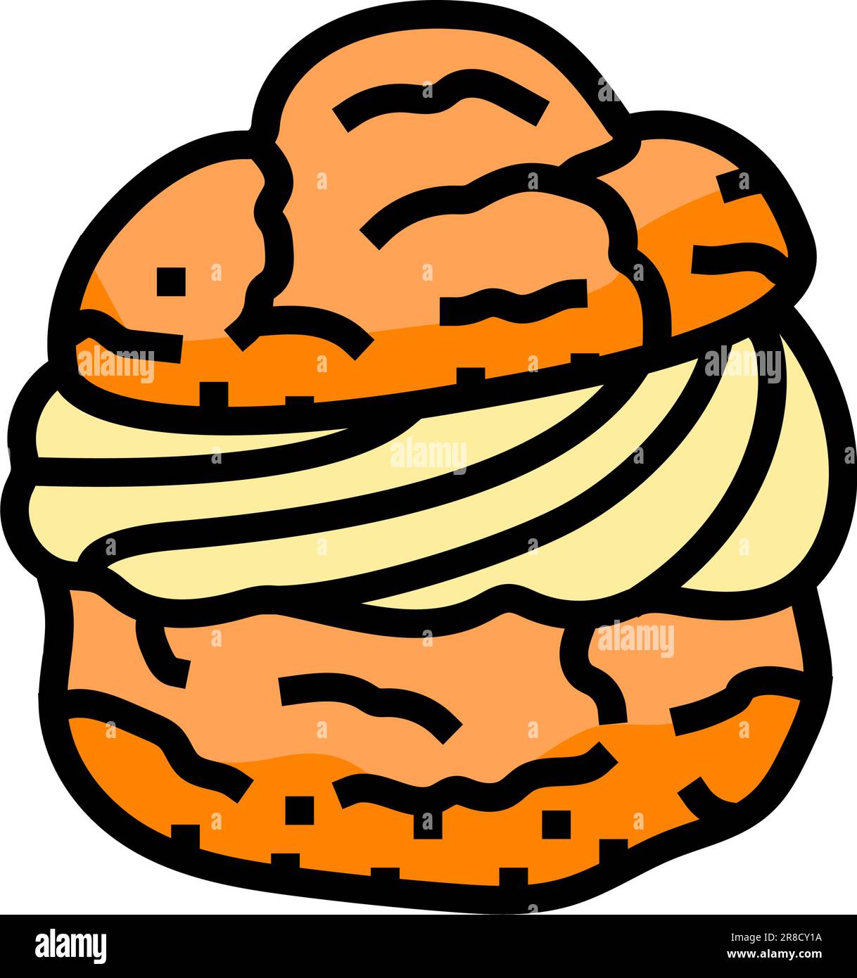 vanilla cream puff food snack color icon vector illustration Stock ...