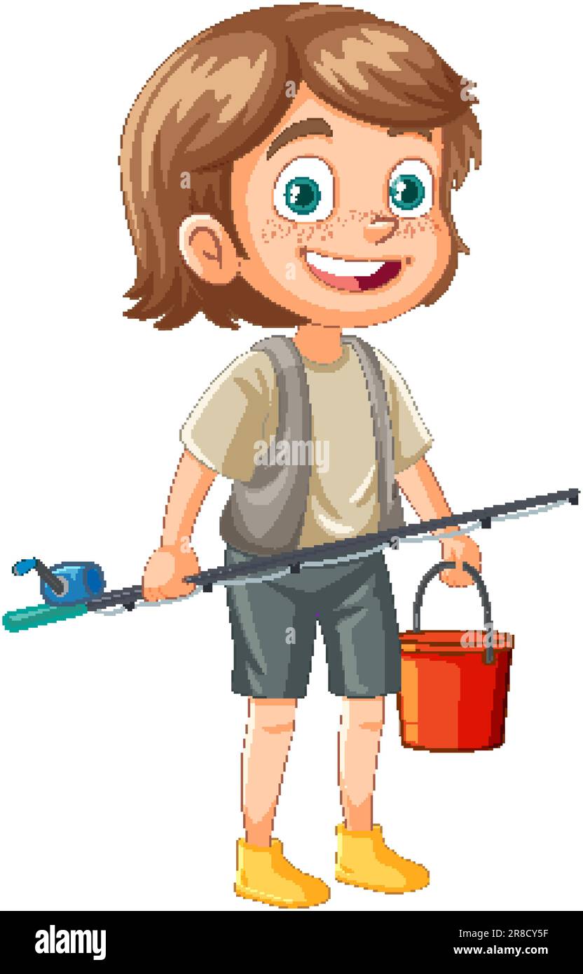 Isolated girl cartoon fishing illustration Stock Vector Image & Art - Alamy