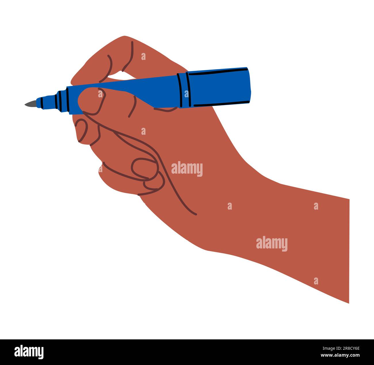 Hand holding pen, linear vector isolated on white Stock Vector Image ...