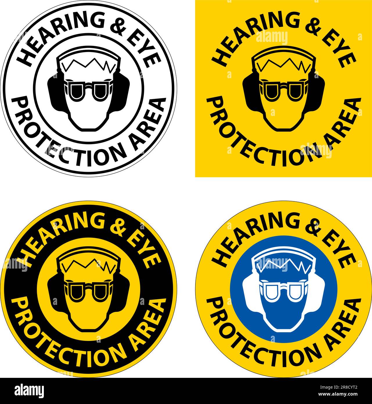 Hearing and Eye Protection Sign On White Background Stock Vector Image ...