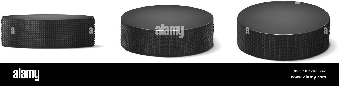 3d realistic vector icon. Set of hockey puck isolated on white ...