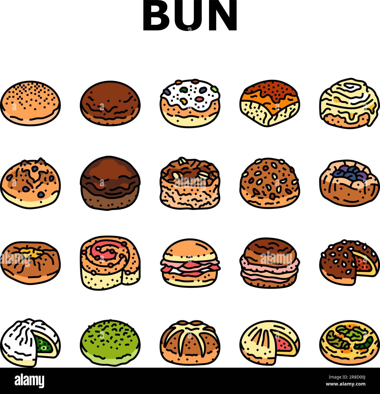 bun food meal bread icons set vector Stock Vector Image & Art - Alamy