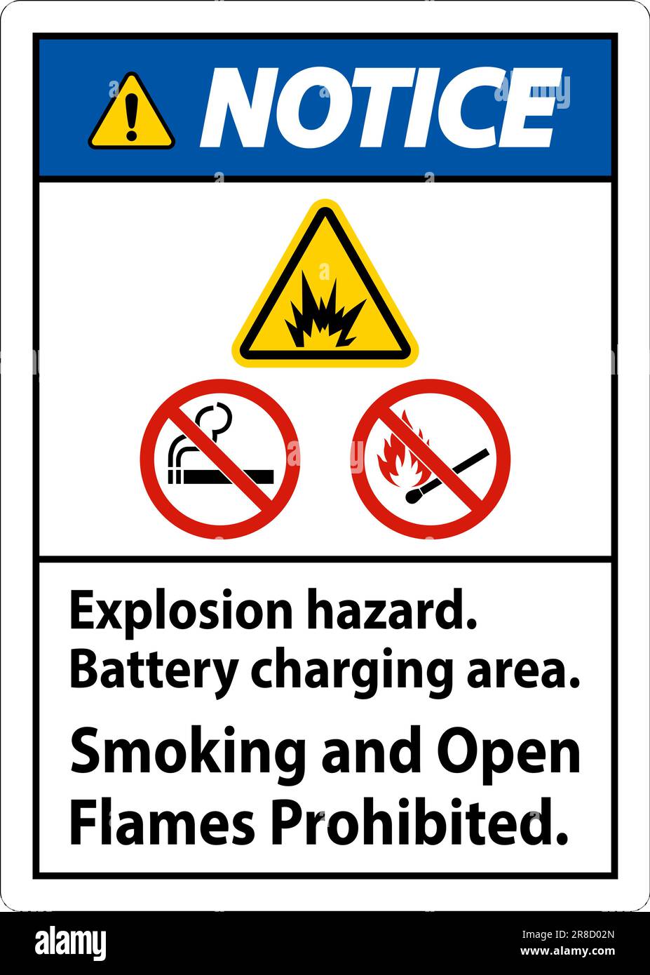 Notice Sign Explosion Hazard, Battery Charging Area, Smoking And Open ...