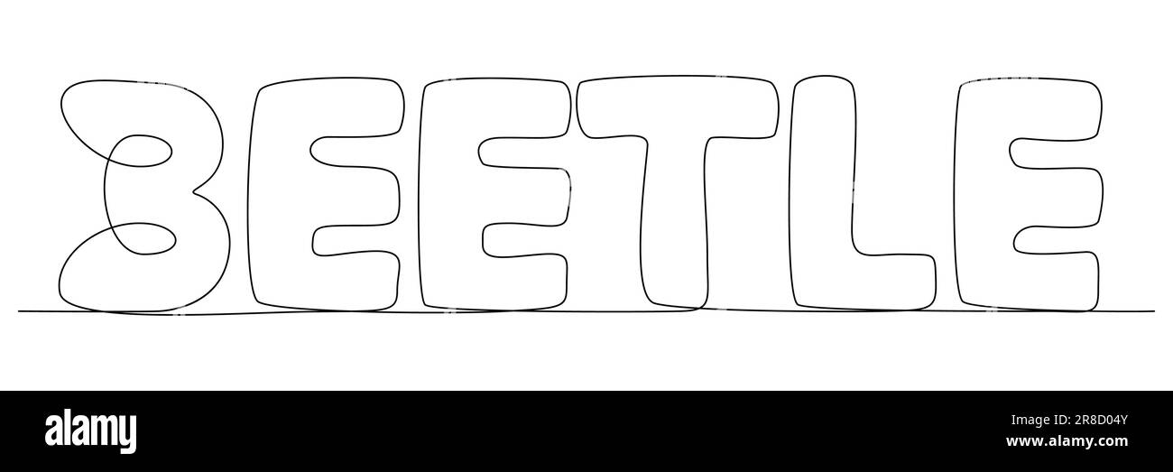 One continuous line of Beetle word. Thin Line Illustration vector ...