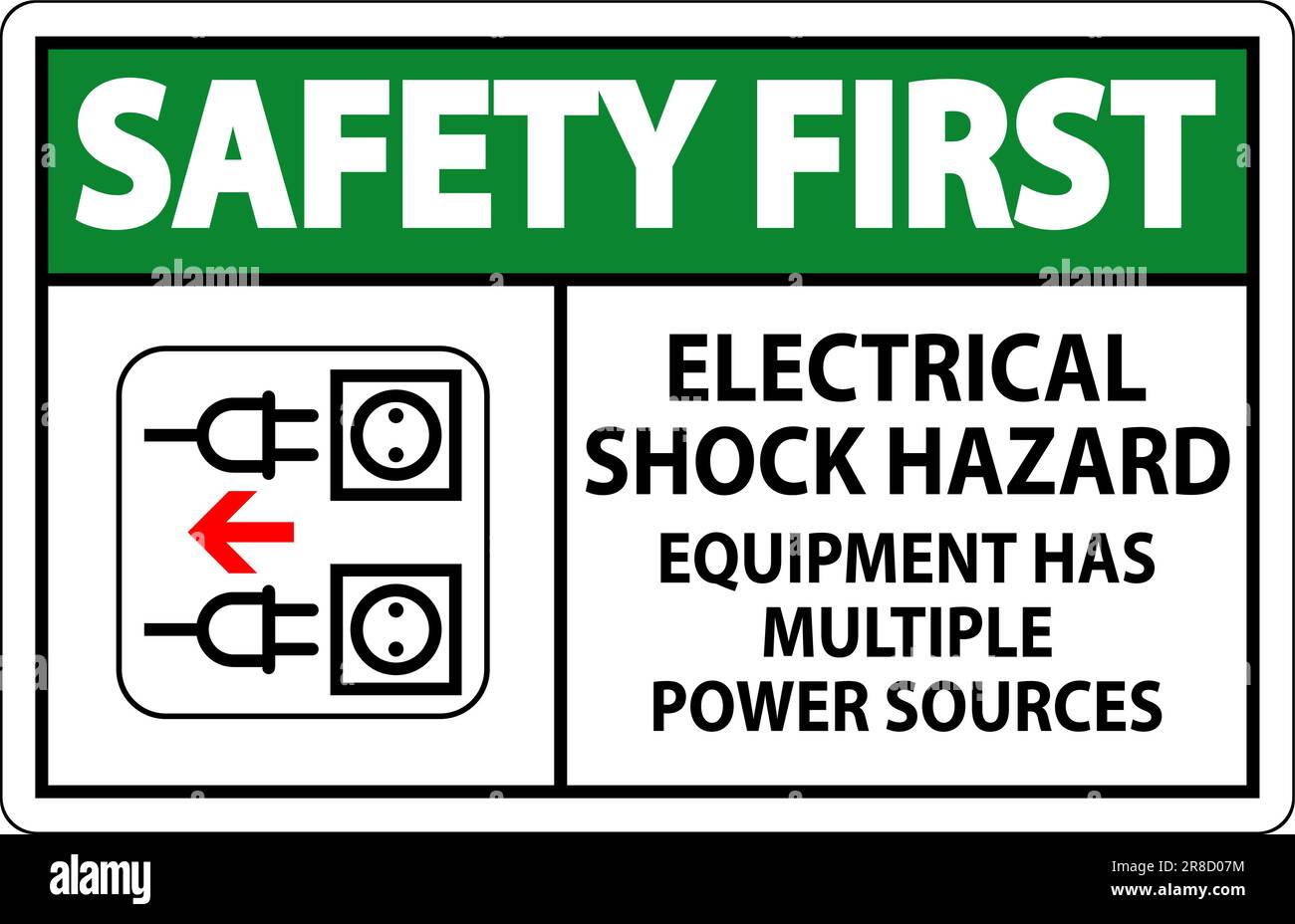 Safety First Sign Electrical Shock Hazard, Equipment Has Multiple Power ...