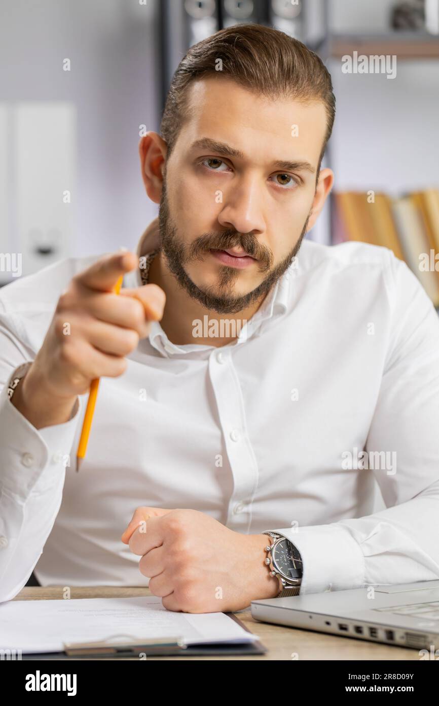 Vertical video office employee analyzing hi-res stock photography and ...