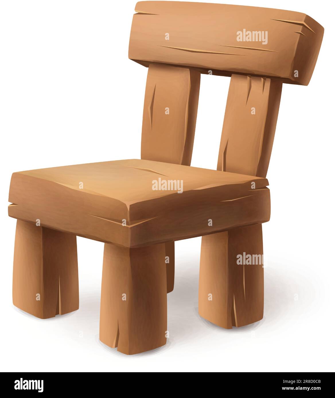 Cartoon style vector icon. Wooden cartoon style cosy cute chair ...