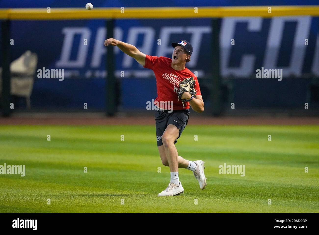 Draft prospect Carter Trice participates in the MLB baseball draft ...