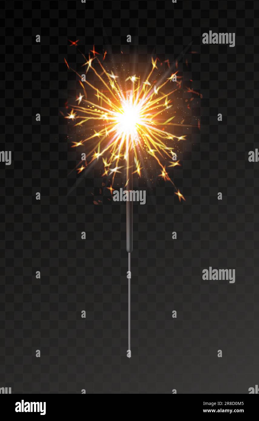 3d realistic vector icon. Bengal fire sticks, isolated. Sparkles ...