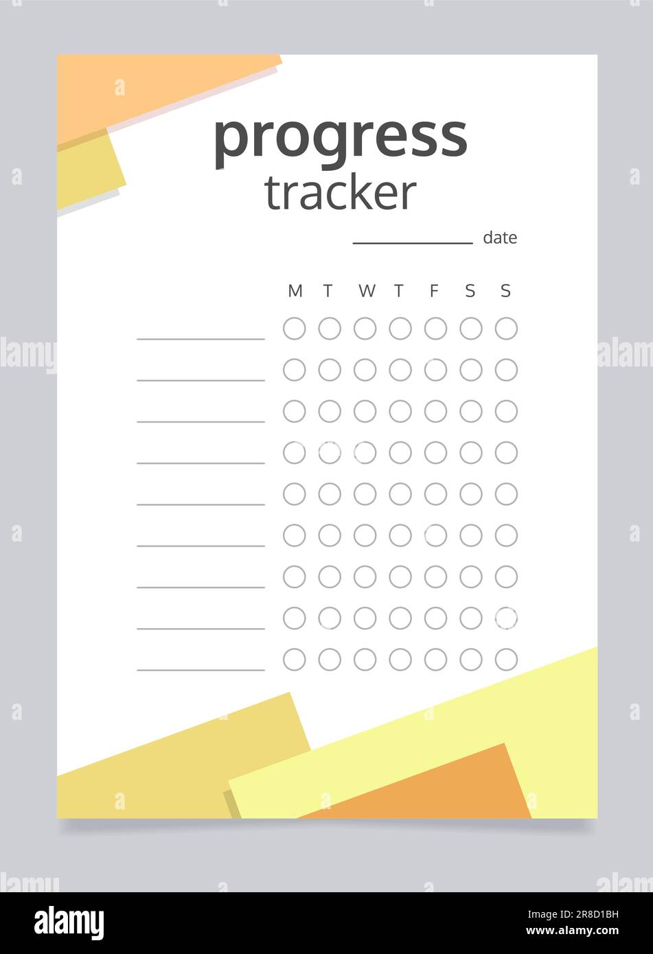 Progress tracker worksheet design template Stock Vector Image & Art - Alamy