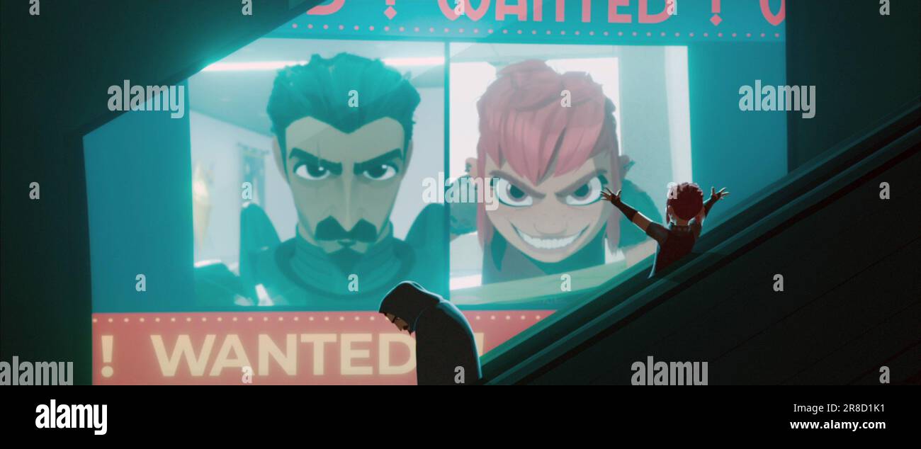 NIMONA, from left: Ballister Boldheart (voice: Riz Ahmed), Nimona ...