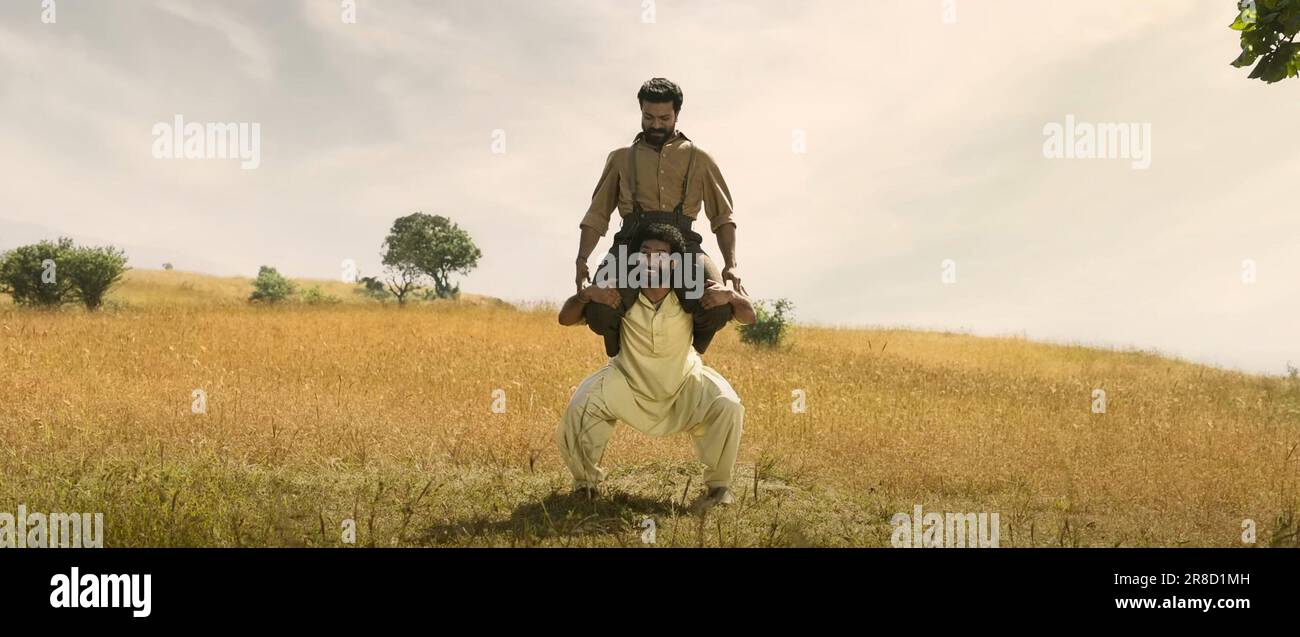 RRR, (aka RISE ROAR REVOLT), from top: Ram Charan, N.T. Rama Rao Jr ...