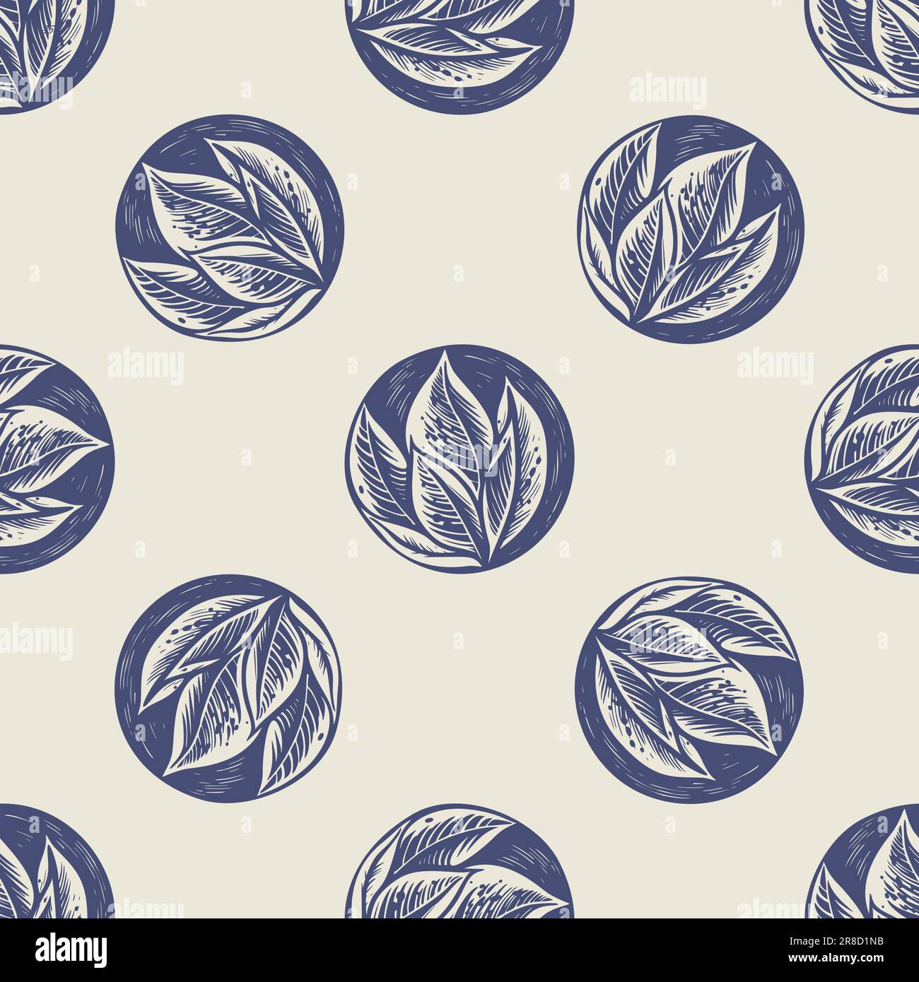 Masculine block print sprig stem vector pattern. Seamless sketchy herb ...