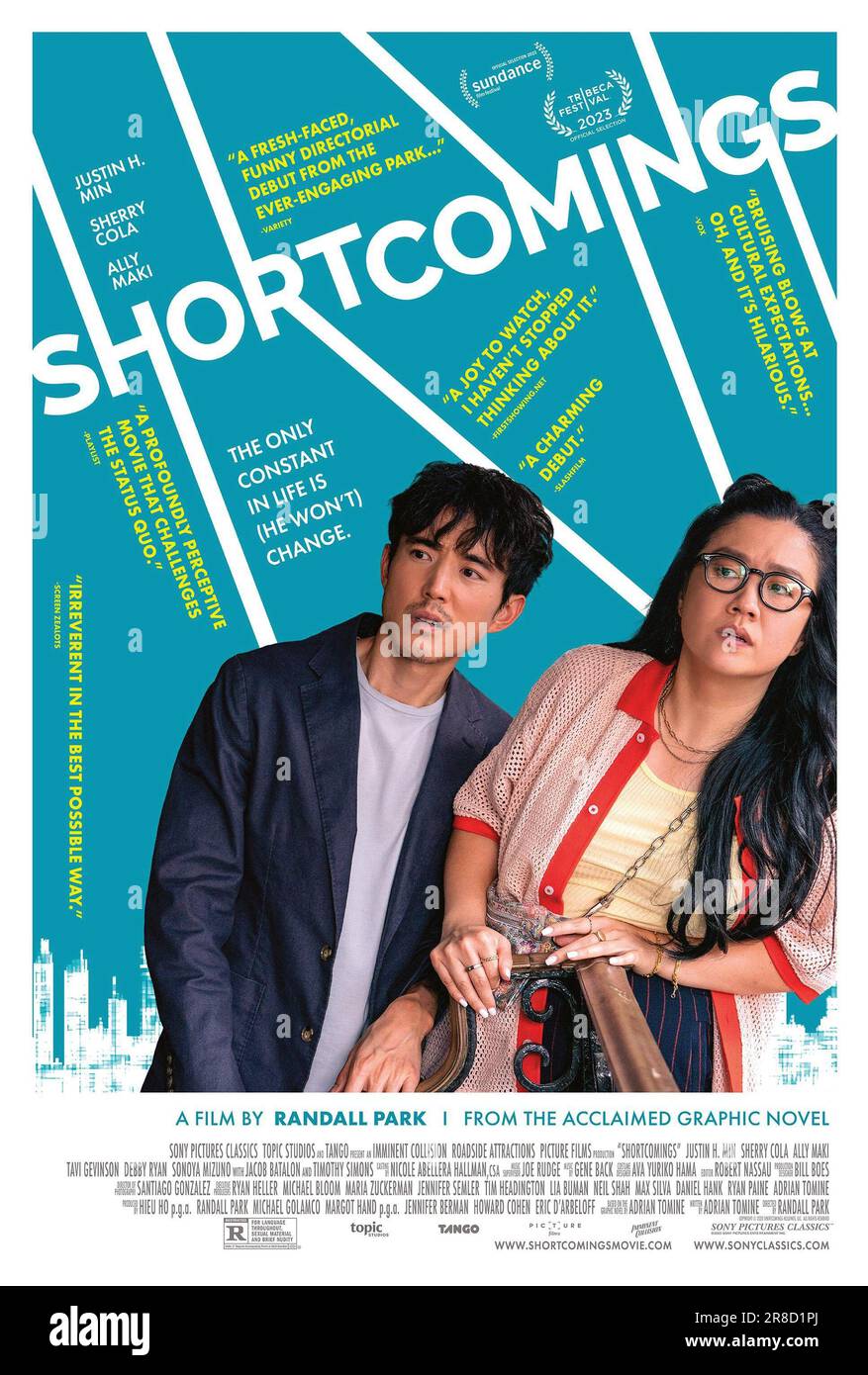 SHORTCOMINGS, US poster, from left: Justin H. Min, Sherry Cola, 2023 ...