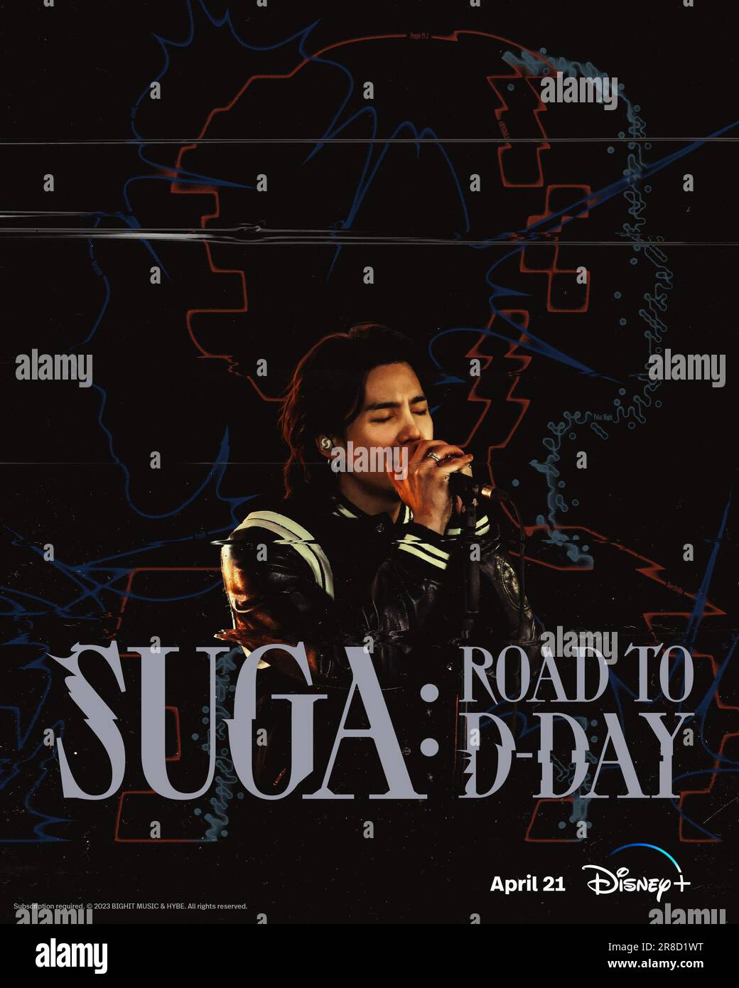 SUGA: ROAD TO D-DAY, US poster, SUGA, 2023. © Disney+ / Courtesy ...