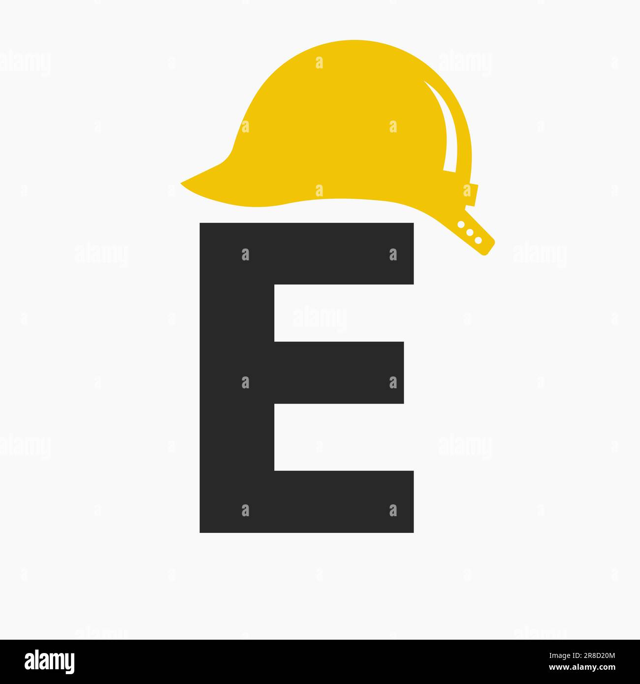 Letter E Helmet Construction Logo Concept With Safety Helmet Icon ...