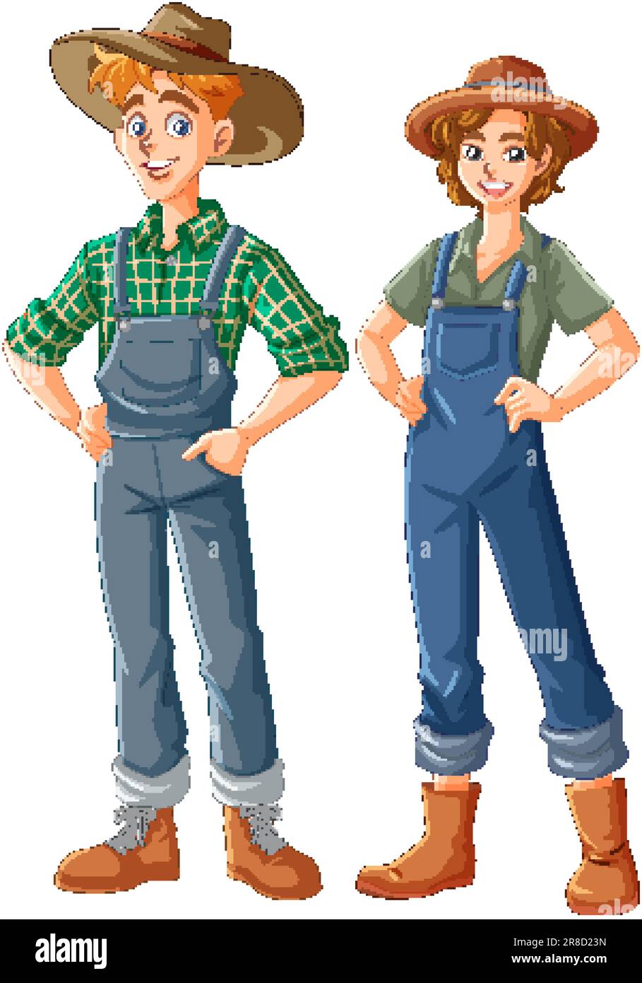Couple of Gardeners in Standing Pose Vector illustration Stock Vector ...